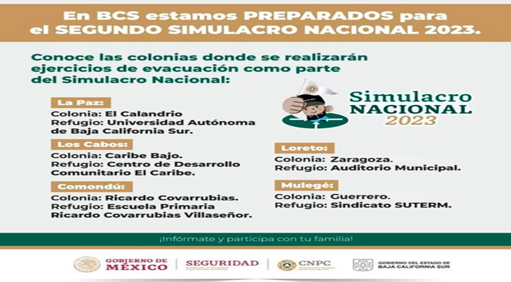 Se declara listo BCS para el Segundo Simulacro Nacional 2023 Se declara listo BCS para el Segundo Simulacro Nacional 2023