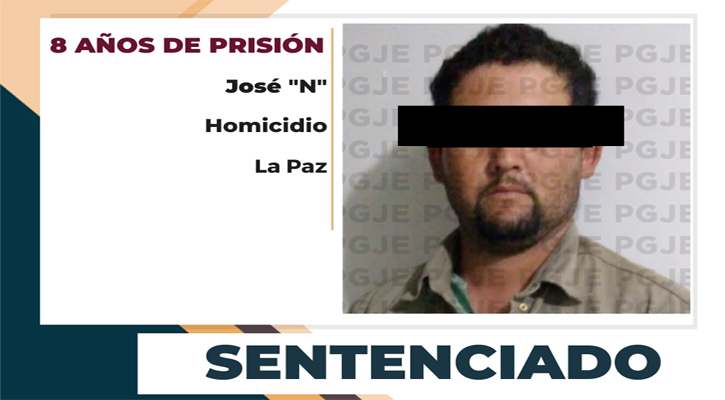 Sentencian a 8 años de prisión a culpable de homicidio en La Paz